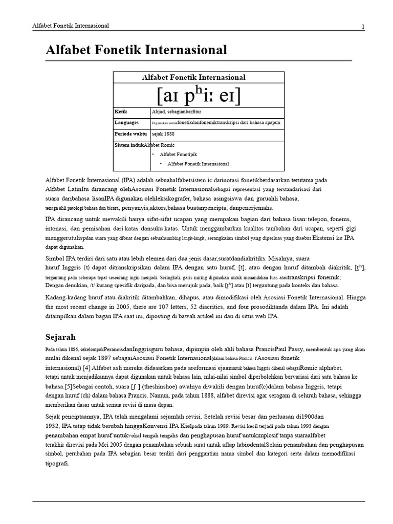 Panduan Lengkap Alfabet Fonetik Internasional | PDF