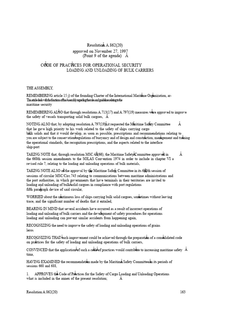 BLU CODE - CODE PRACTICES FOR LOADING AND UNLOADING BULK CARRIERS | PDF | Ships | Cargo