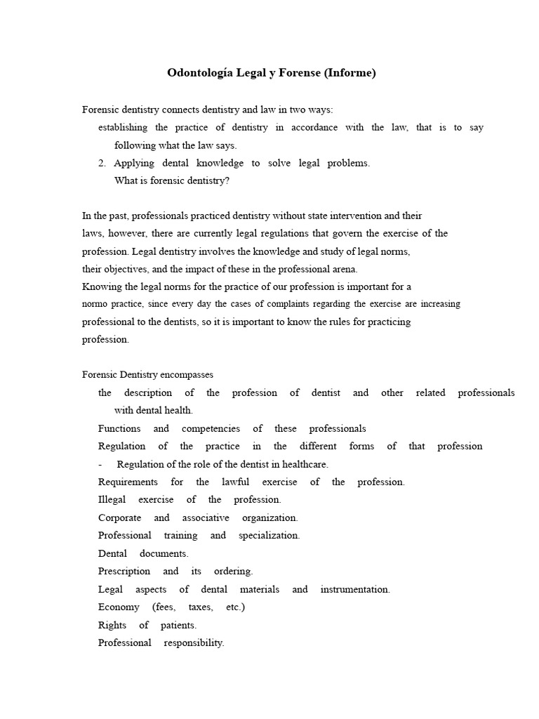 Forensic Dentistry: Legal Framework & Practices | PDF | Dentistry ...