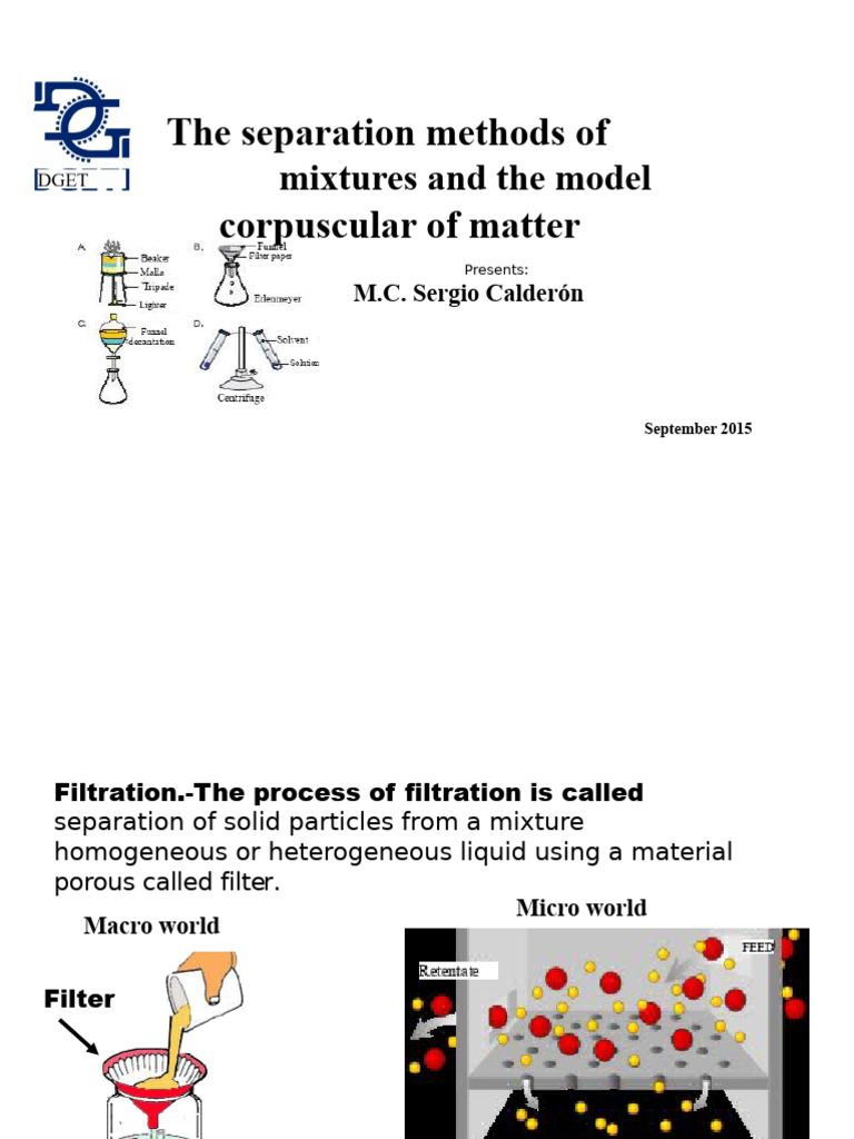 Annex 7 - Methods of Separation of Mixtures and The Corpuscular Model ...