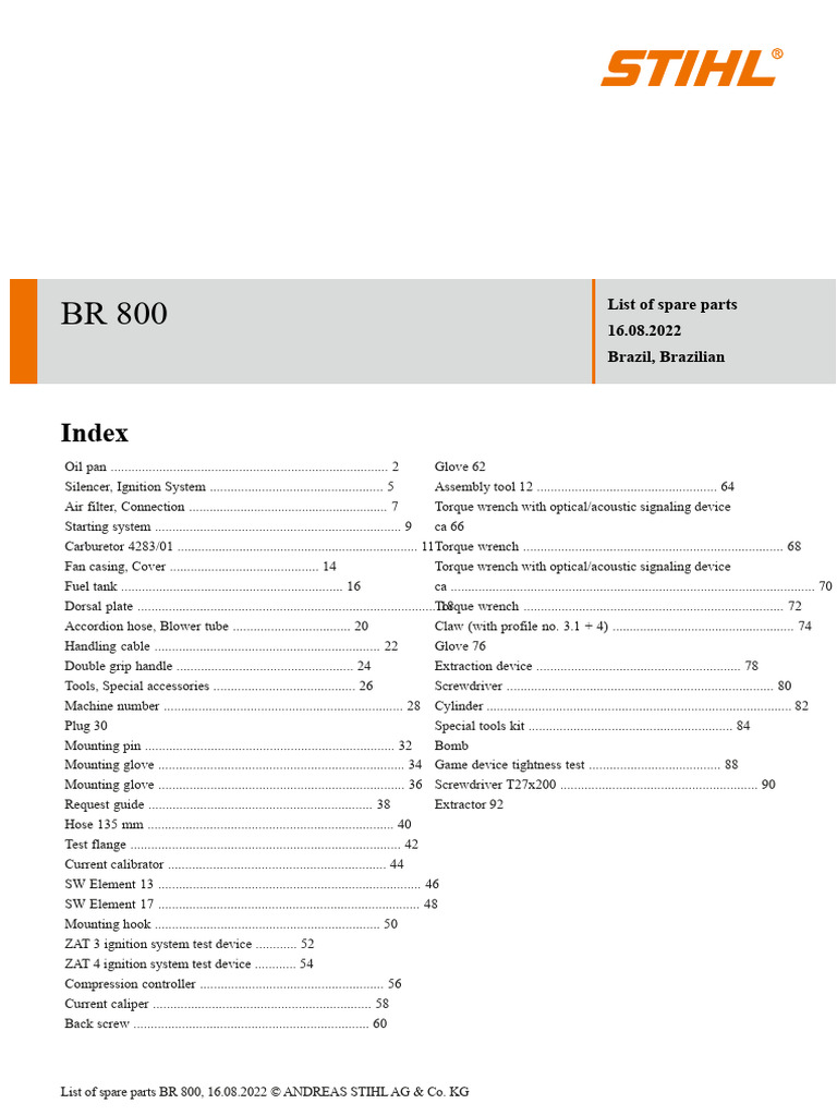 BR 800 - exploded view Stihl | PDF | Piston | Valve