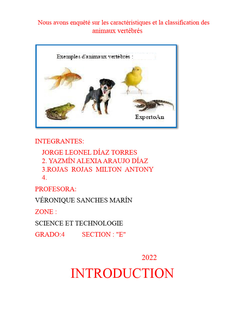 Classification des animaux vertébrés | PDF | Amphibiens | Reptile