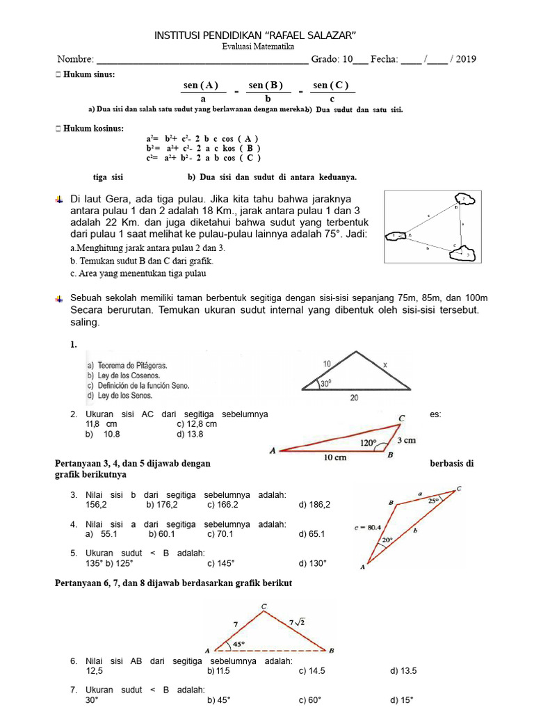 Evaluasi Hukum Sinus dan Kosinus | PDF