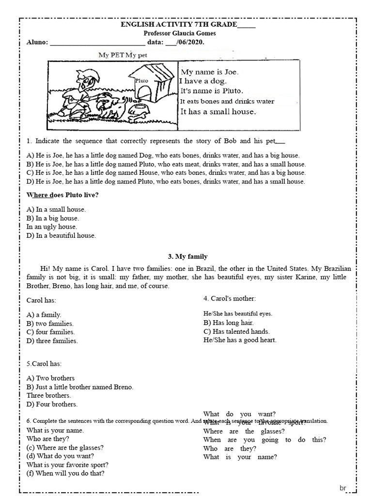 7th grade ENGLISH | PDF