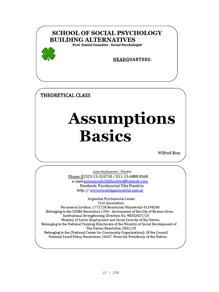 2 BASIC ASSUMPTIONS - 12c | PDF | Psychoanalysis | Psychology