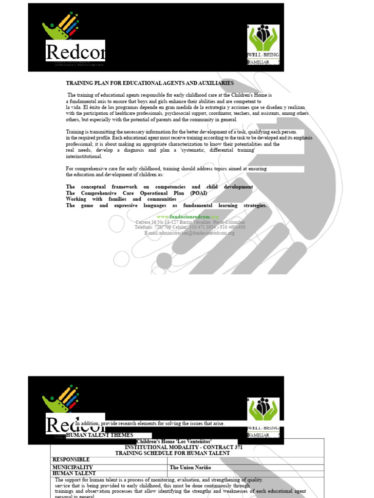 Early Childhood Care Training Plan | PDF | Pedagogy | Learning