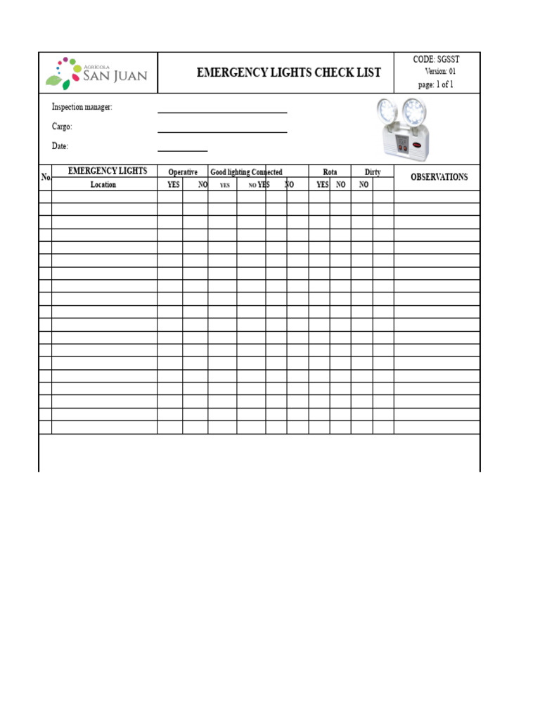 Emergency Lights & Smoke Detectors Checklist | PDF | Sensor | Measuring ...