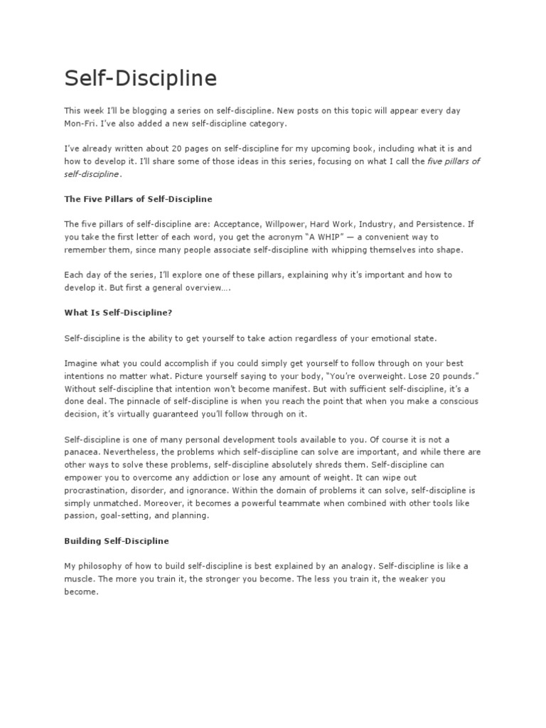 Self Discipline | PDF | Weight Training | Self Control
