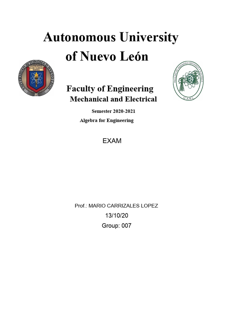 ALGEBRA FINAL EXAM MIDTERM | PDF