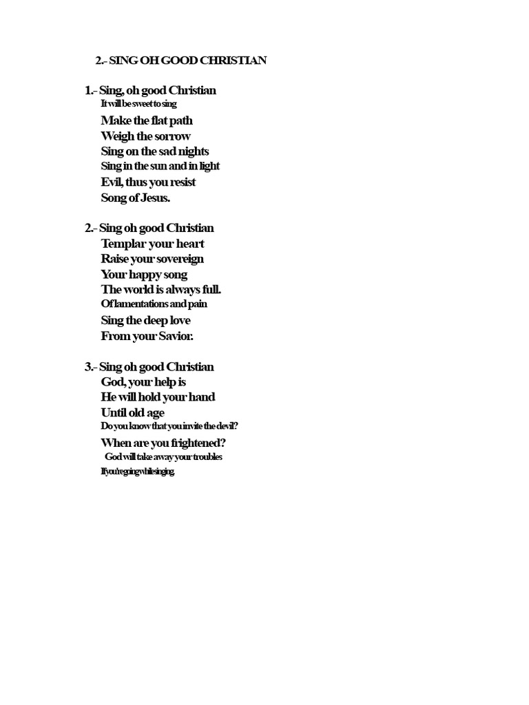 Sing Oh Good Christian | PDF