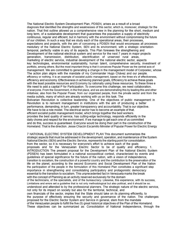 The Development Plan of The National Electric System | PDF | Efficient ...