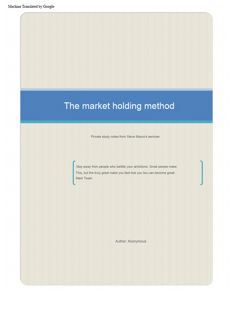 BTMM_Steve_Mauro French | PDF | Market (Economics) | Financial Markets
