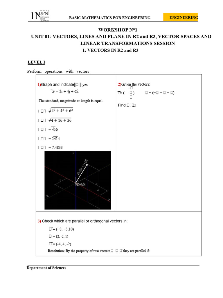 Class Workshop Week 01 PDF | PDF | Euclidean Vector | Norm (Mathematics)