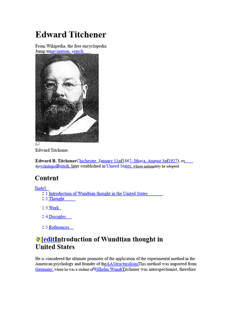 Edward Titchener | PDF | Epistemology | Psychological Concepts