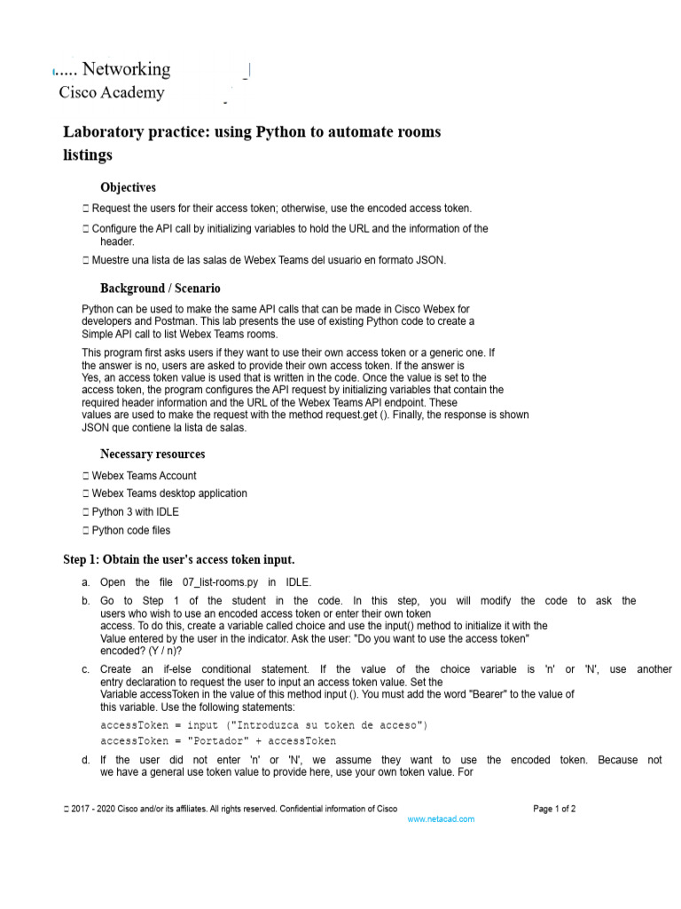 2.3.2.3 Lab - Using Python to Automate Listing Rooms | PDF | Python ...