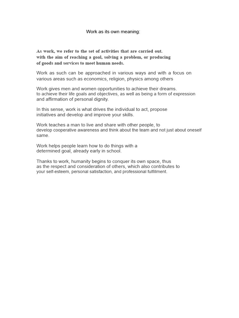 Work as Own Meaning | PDF | Employment | Labour Law