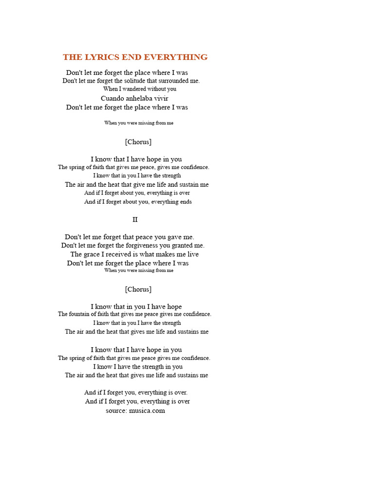 The lyrics "Se Acaba Todo" | PDF