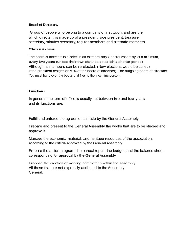 What Is The Board of Directors and Who Comprises It | PDF | Board Of ...