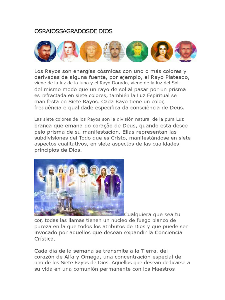 Siete Rayos de Dios y su Energía Espiritual | PDF | Amor | Verdad