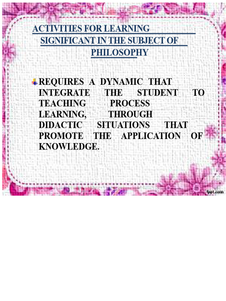 Activities For Significant Learning in The Subject of Philosophy | PDF