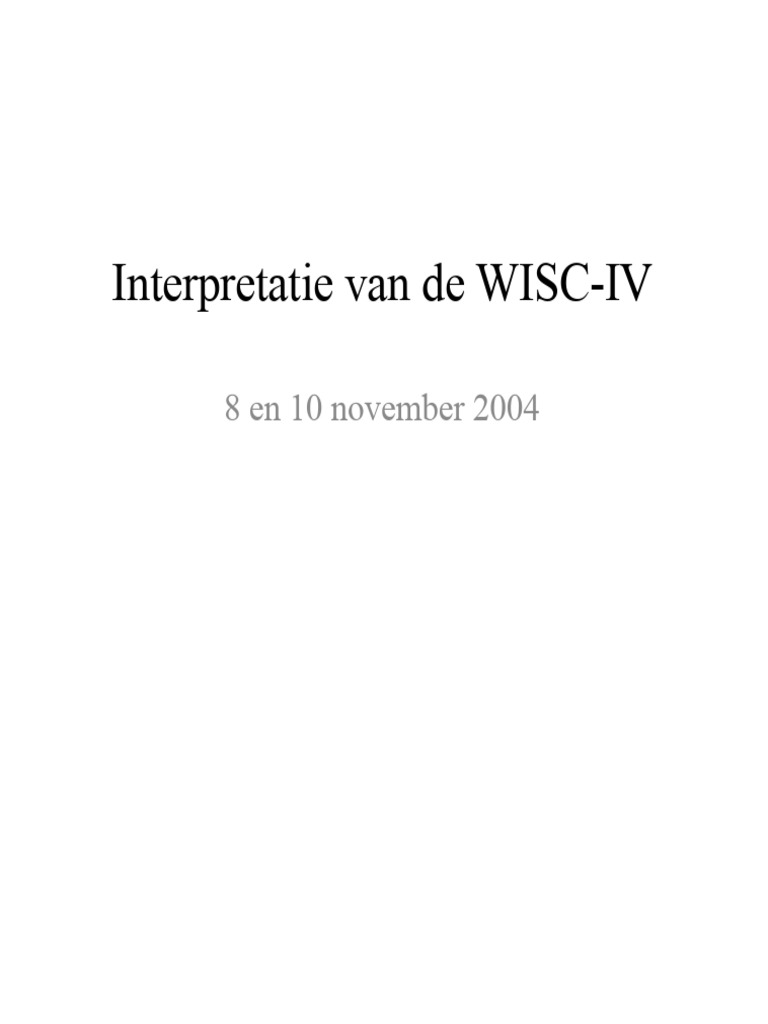 Interpretatie Van de WISC IV | PDF