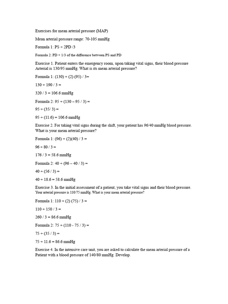 Exercises For Mean Arterial Pressure | PDF