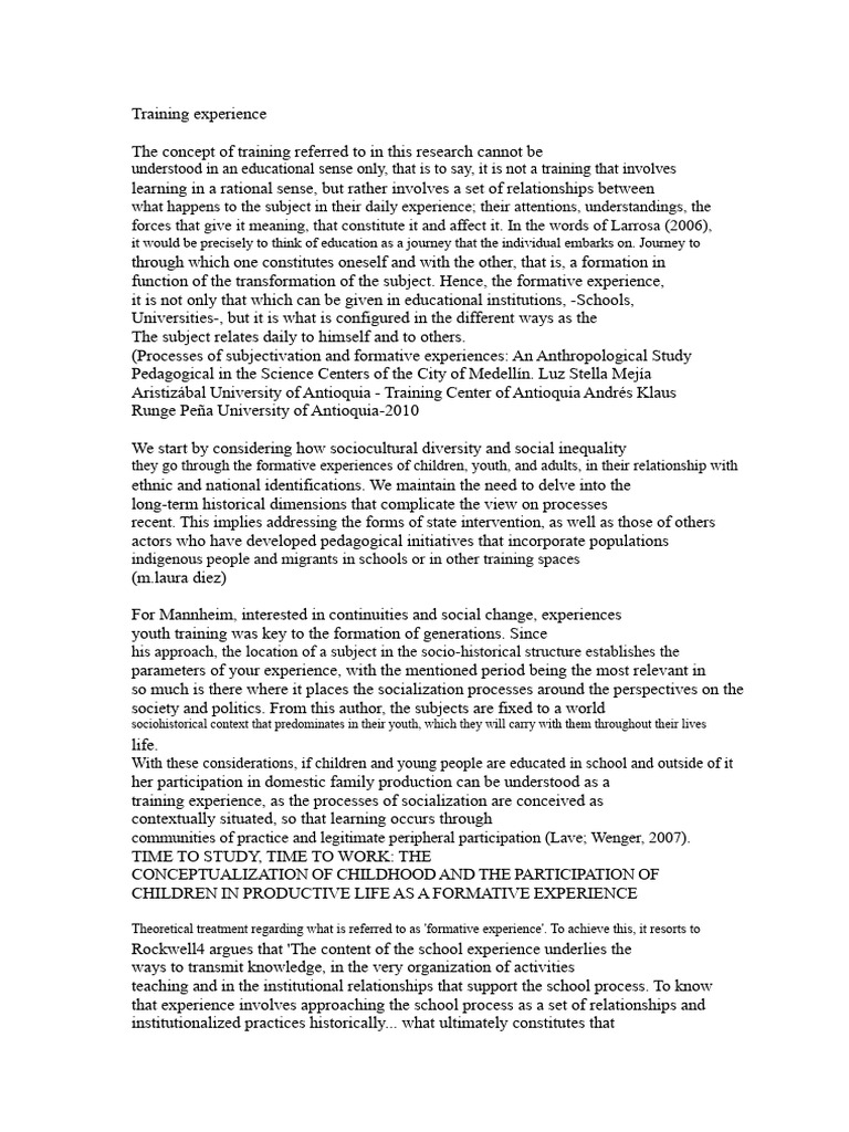 Training Experience | PDF | Experience | Behavioural Sciences