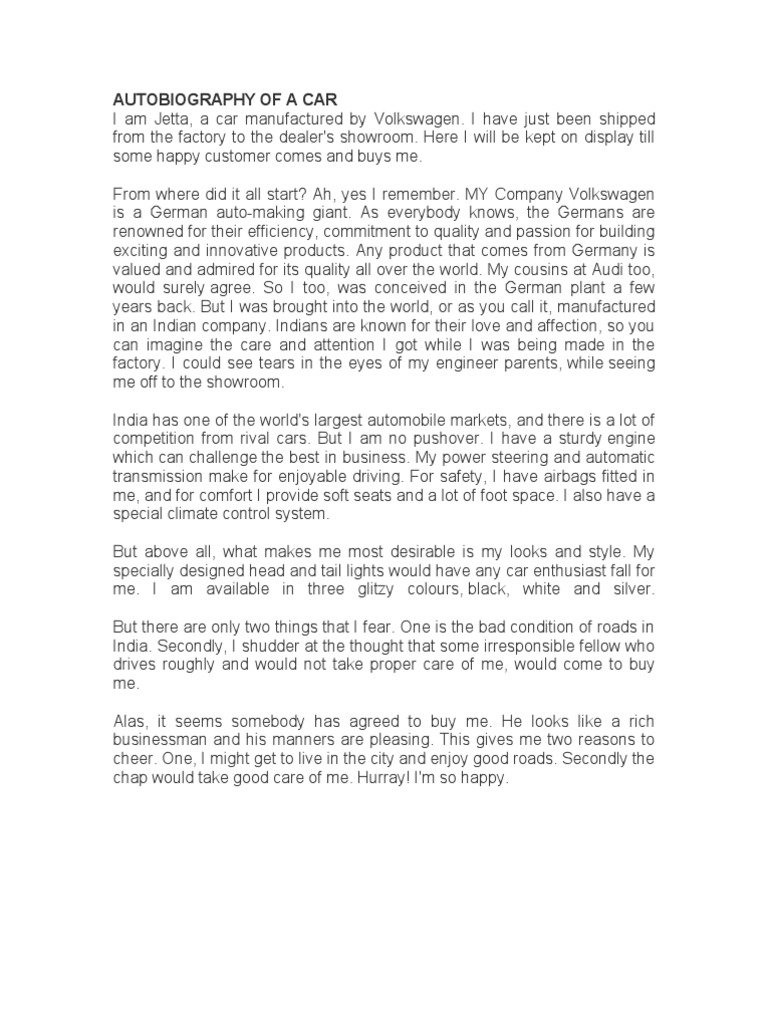 Autobiography of A Car | Download Free PDF | Butterfly | Volkswagen