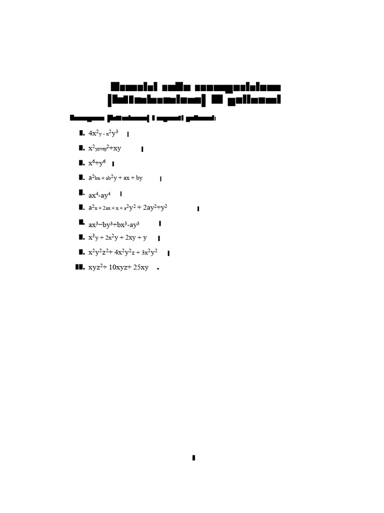 Algebraic Expressions and Factoring Techniques | PDF | Algebra ...