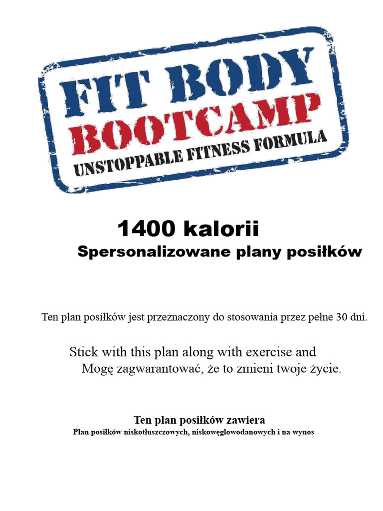 1400 Kcal Plan Posiłków | PDF