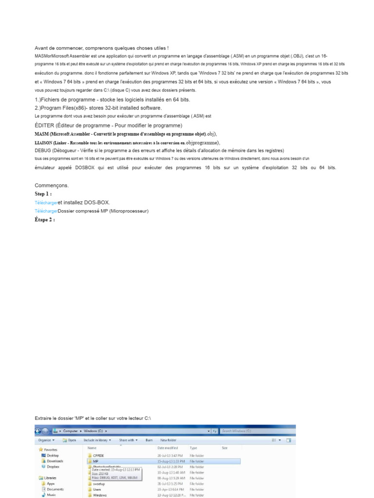 Exécuter MASM sur Windows avec DOSBox | PDF | Programme informatique ...