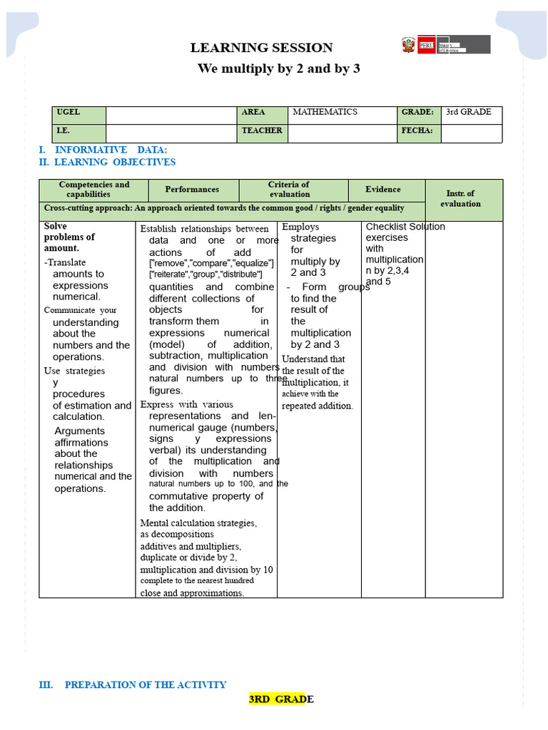 MATHEMATICS 3RD GRADE MAY 29 We Multiply by 2 and by 3 | PDF ...