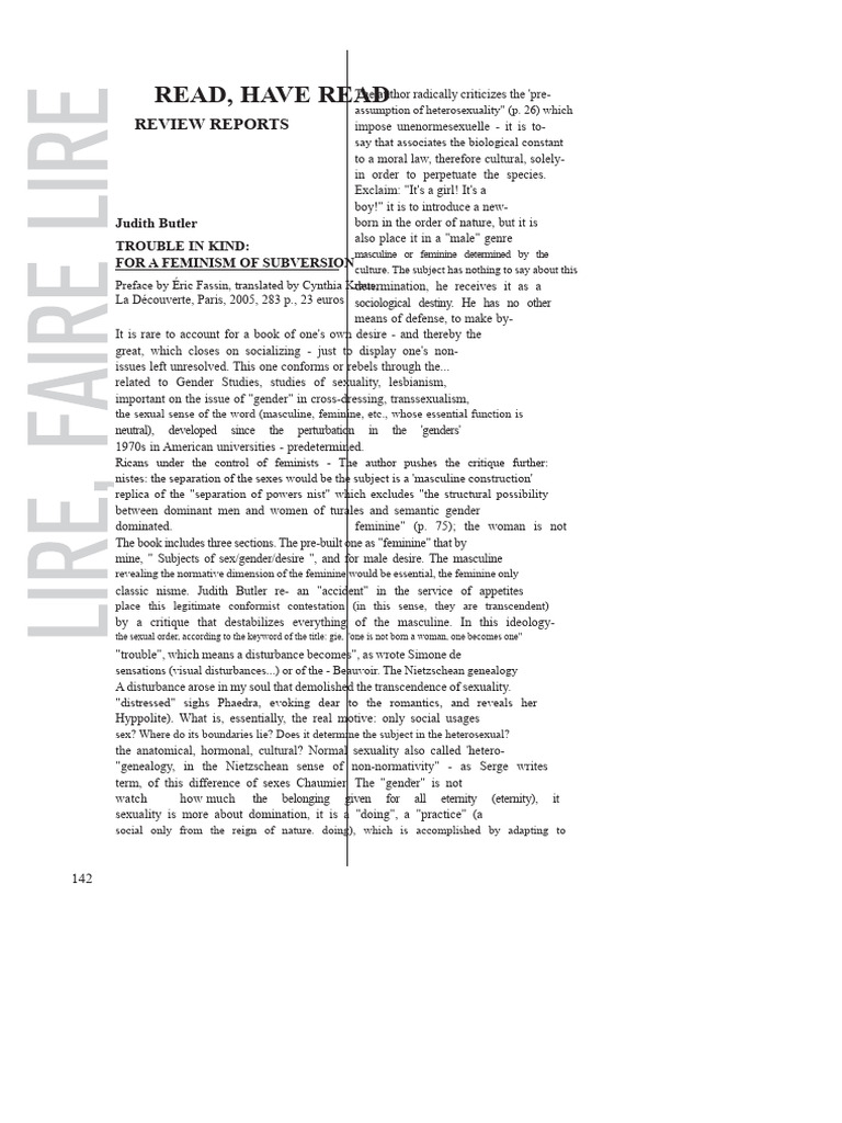 Critique of Heteronormativity in Butler's Work | PDF | Gender | Gender ...