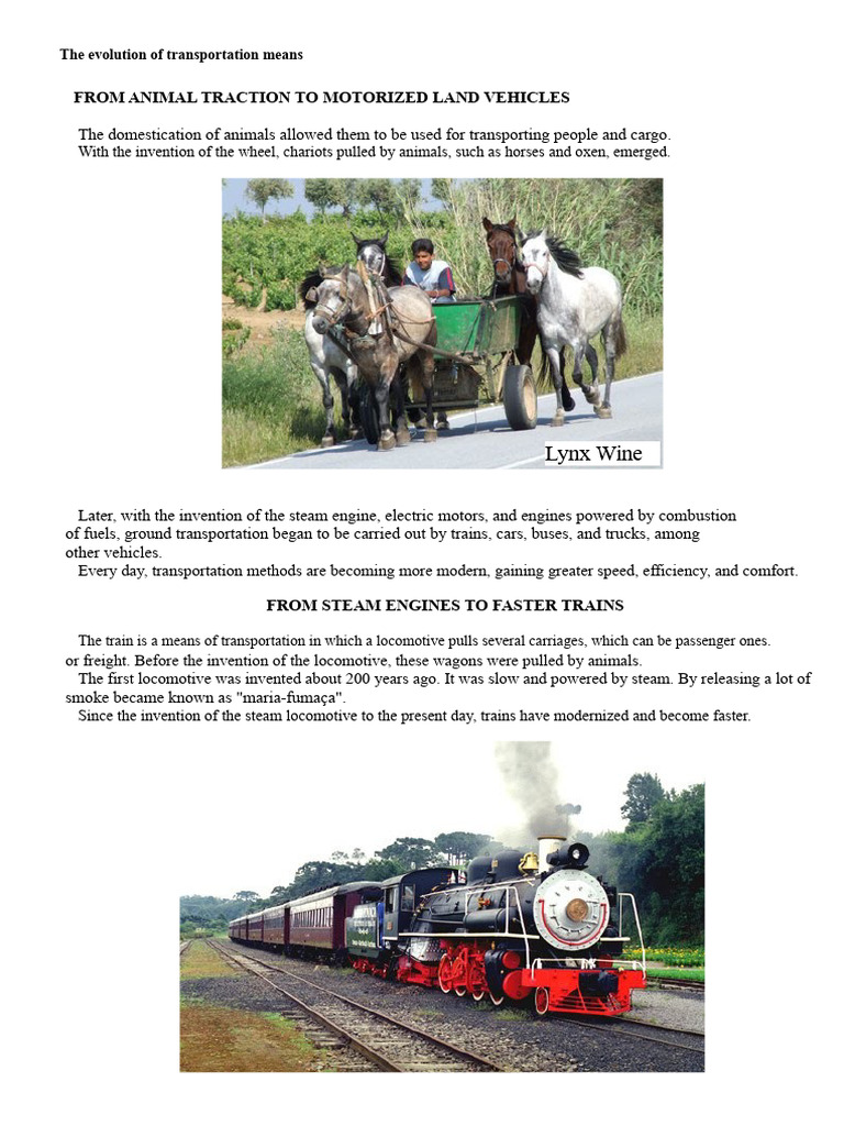 The evolution of means of transport | PDF | Transport | Train
