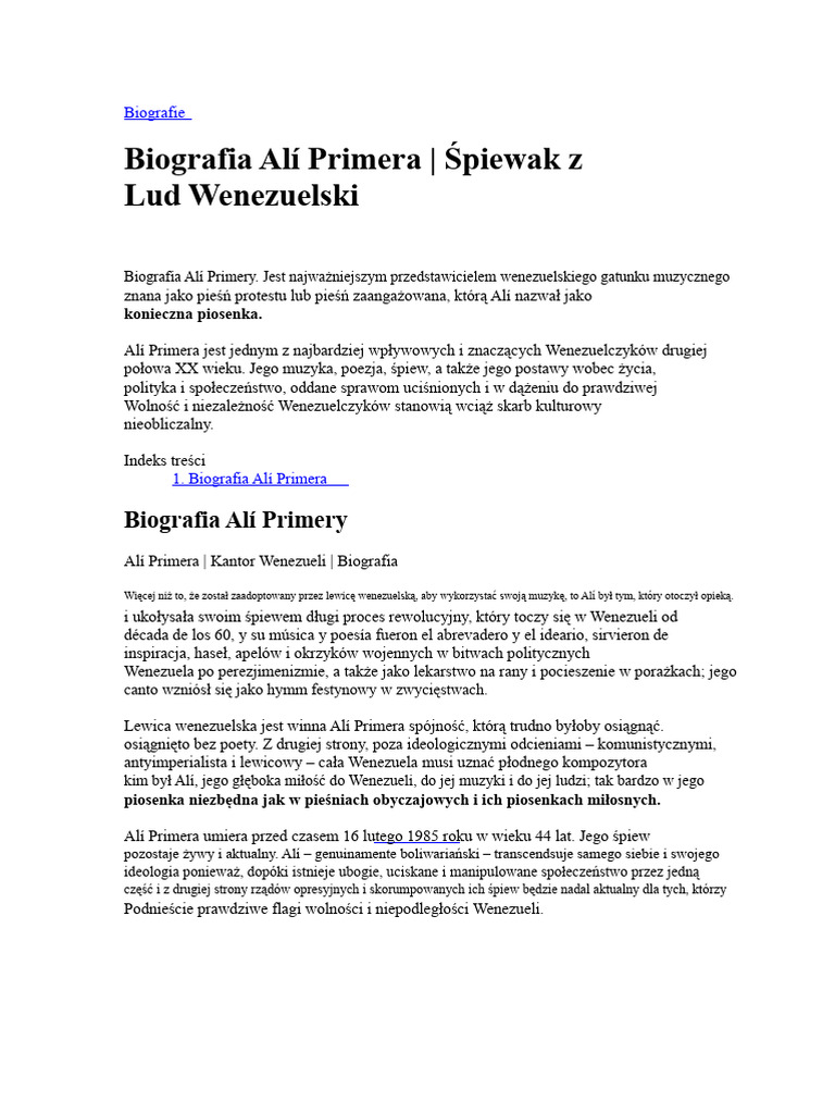 Biografia Ali Primera | PDF