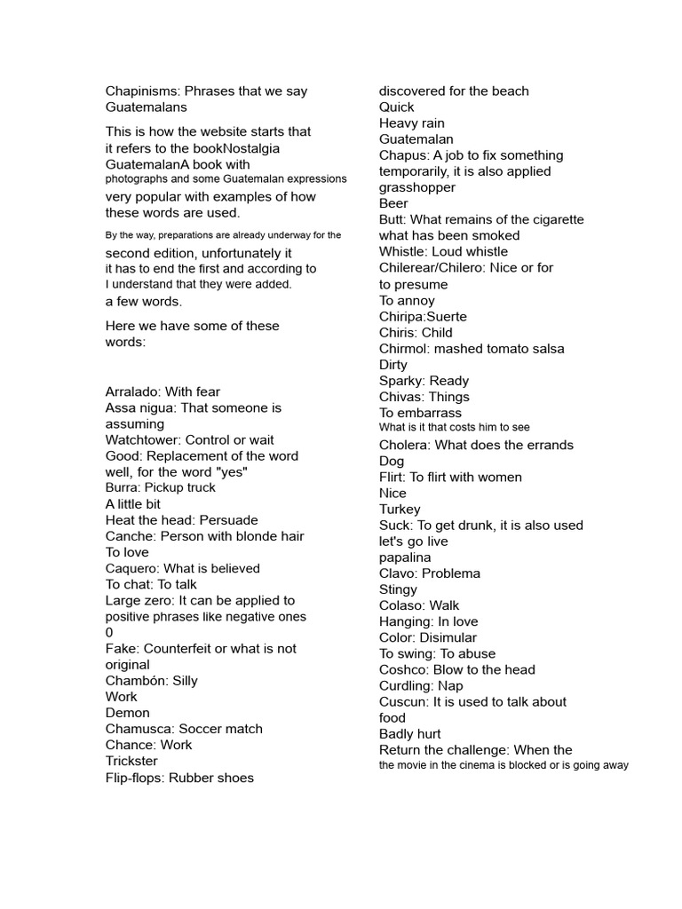 Guatemalan Expressions and Slang Terms | PDF