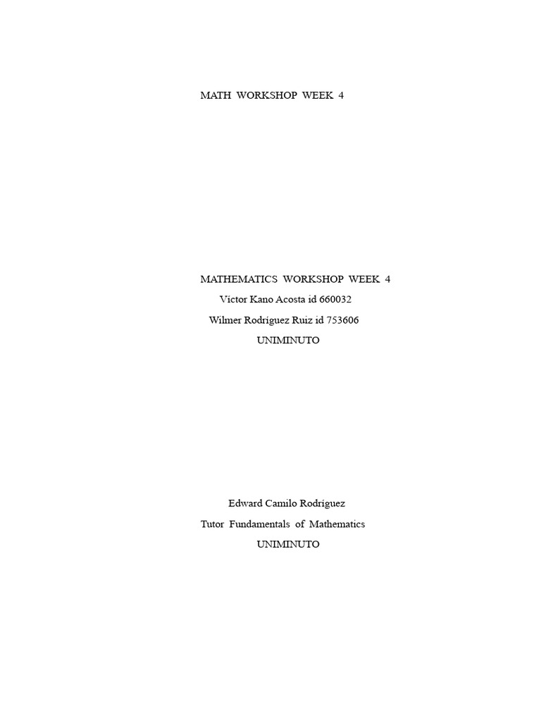 Week 4 Math Workshop Solutions | PDF | Mathematics | Multiplication
