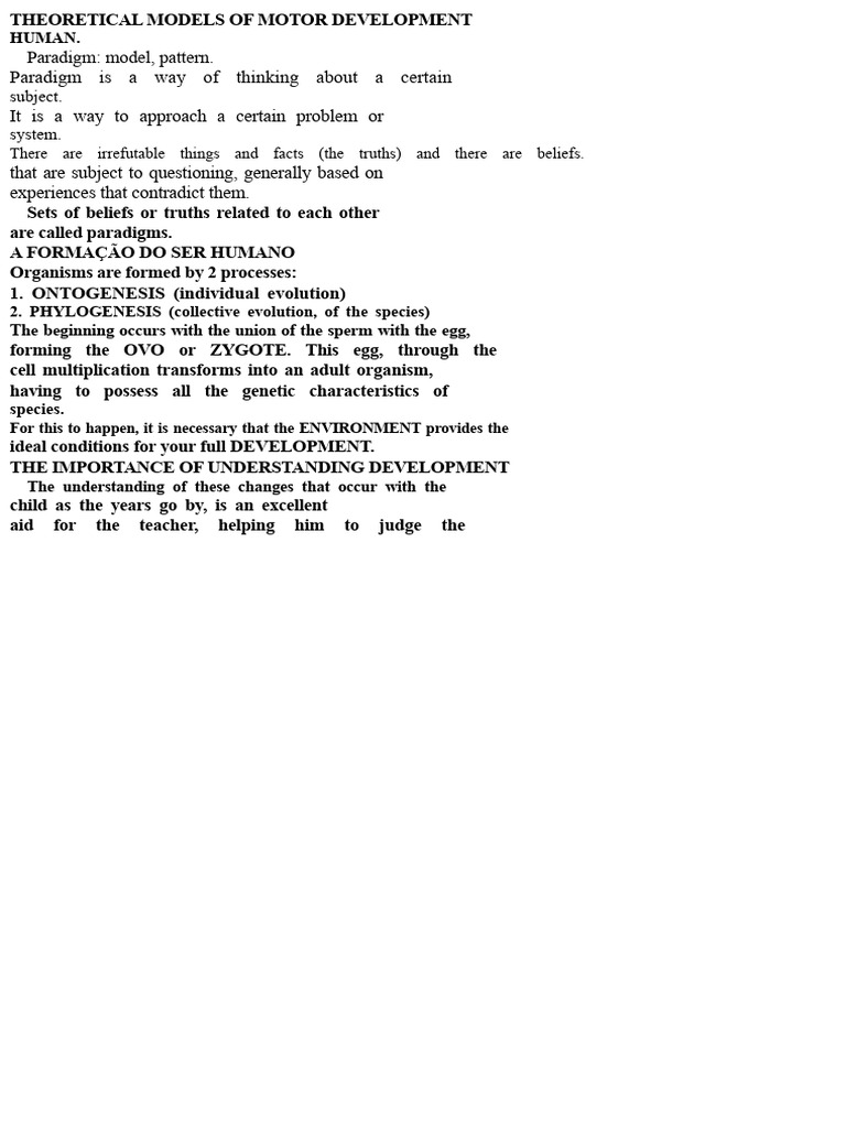 Theoretical Models of Motor Development | PDF | Cognitive Development ...