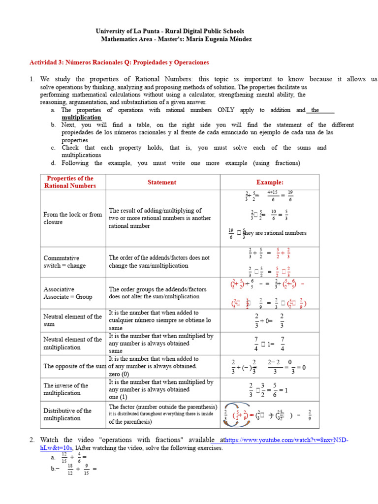 Properties of Rational Numbers Explained | PDF | Multiplication ...