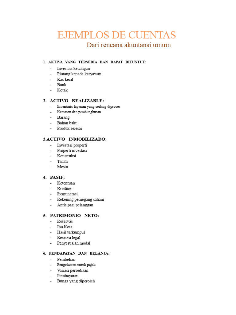 Contoh Akun dalam Rencana Akuntansi | PDF