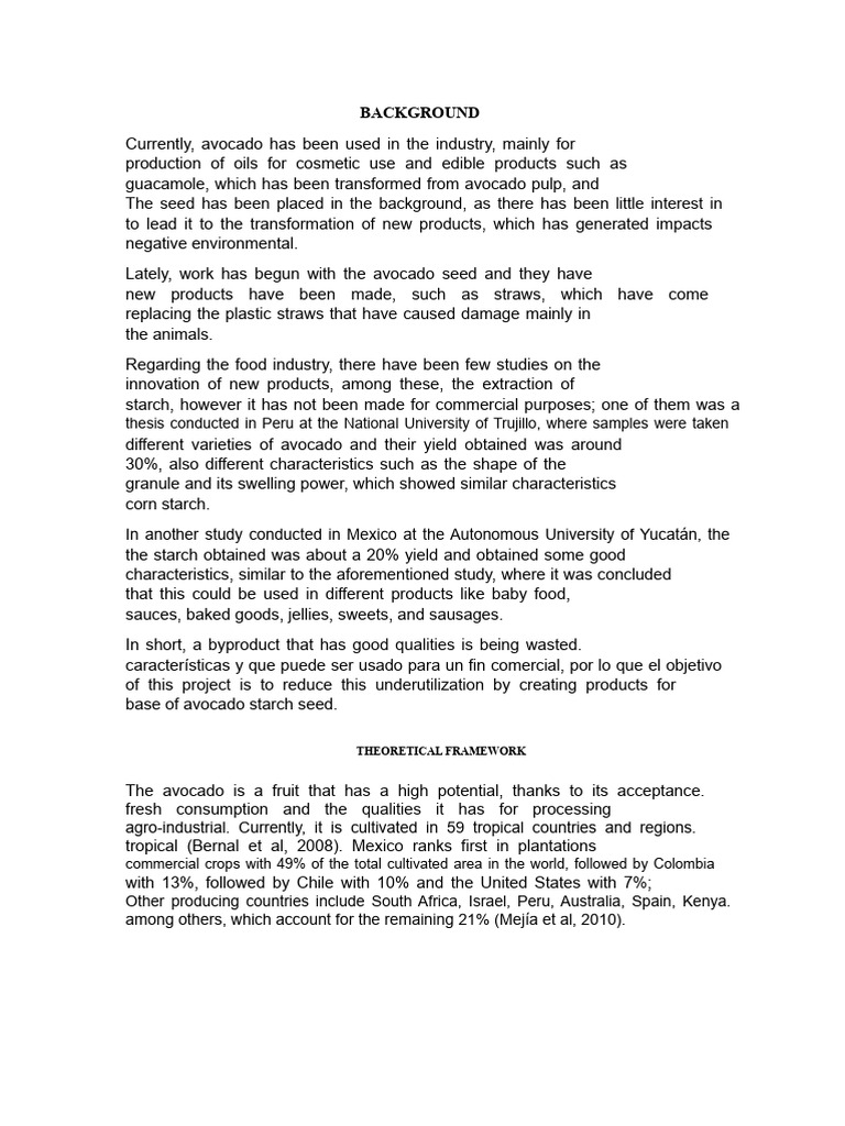 Avocado Seed Starch: Sustainable Innovations | PDF | Waste | Avocado