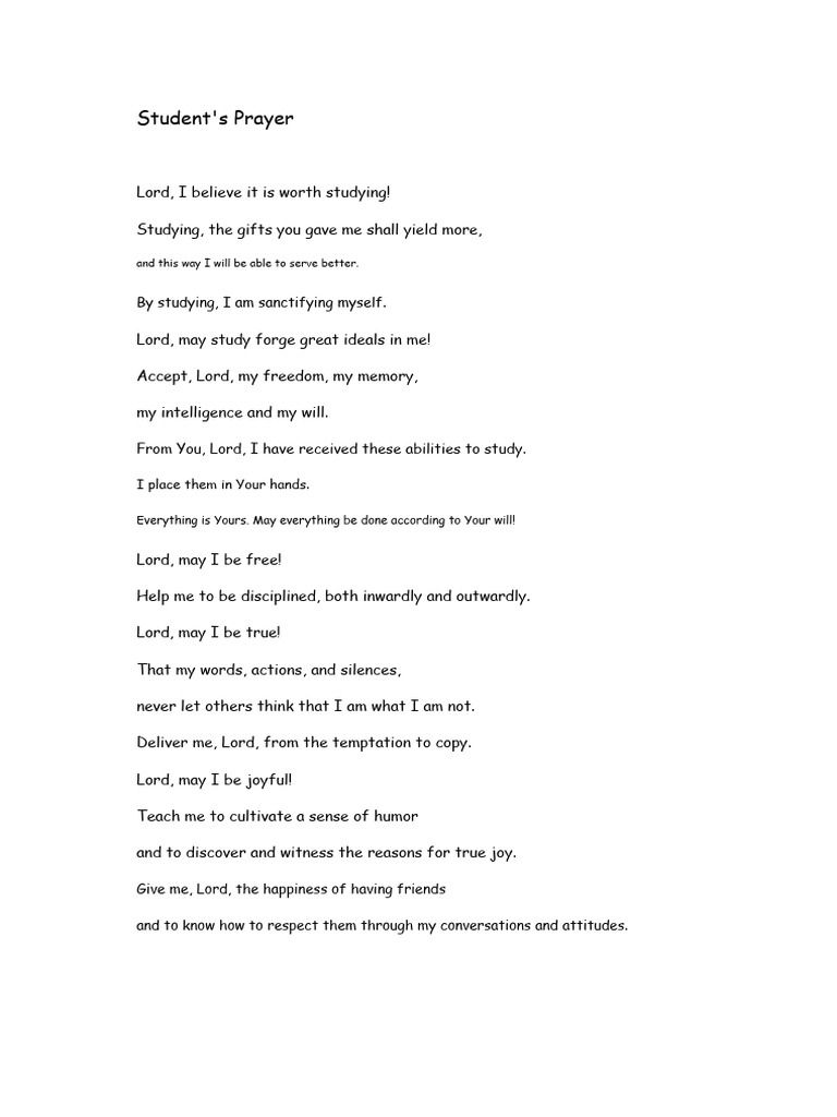 Student's Prayer for Academic Growth | PDF