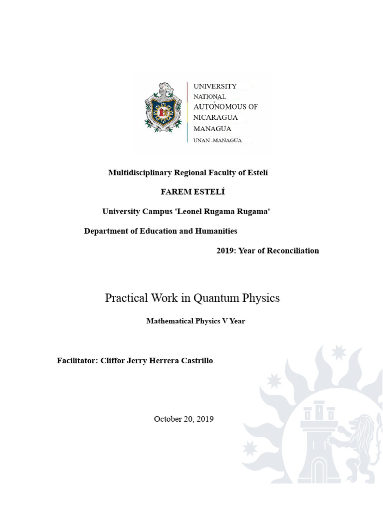 Quantum Physics Practical Work Guide | PDF | Electron | Force