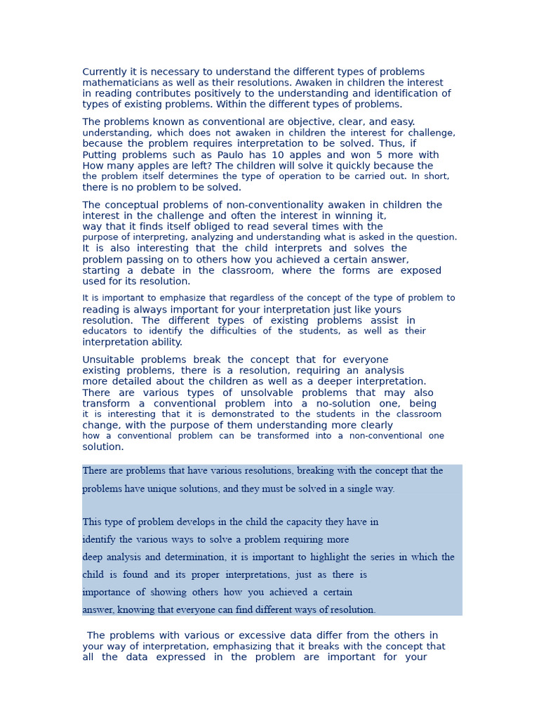 The Different Types of Problems Katia Smole Stoco | PDF | Communication | Behavior Modification