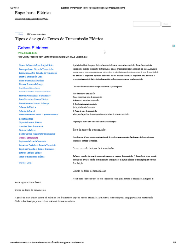 Tipos e Design de Torres de Transmissão | PDF | Transmissão de energia ...