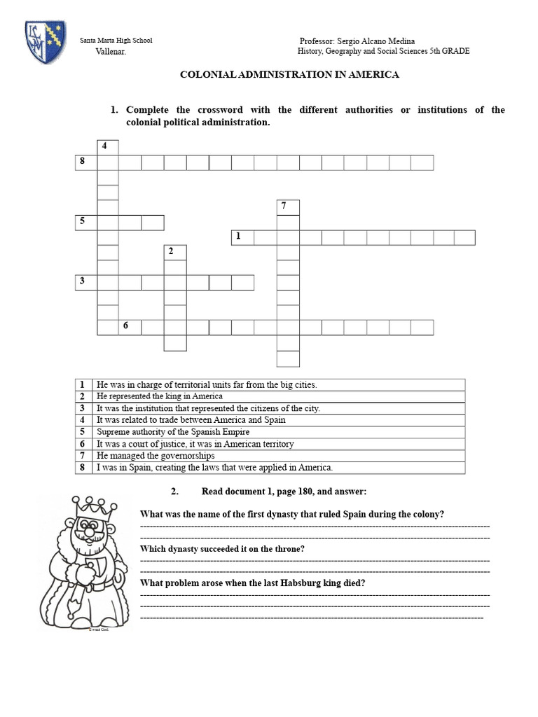 crossword political organization colony administration.docx | PDF | Spain
