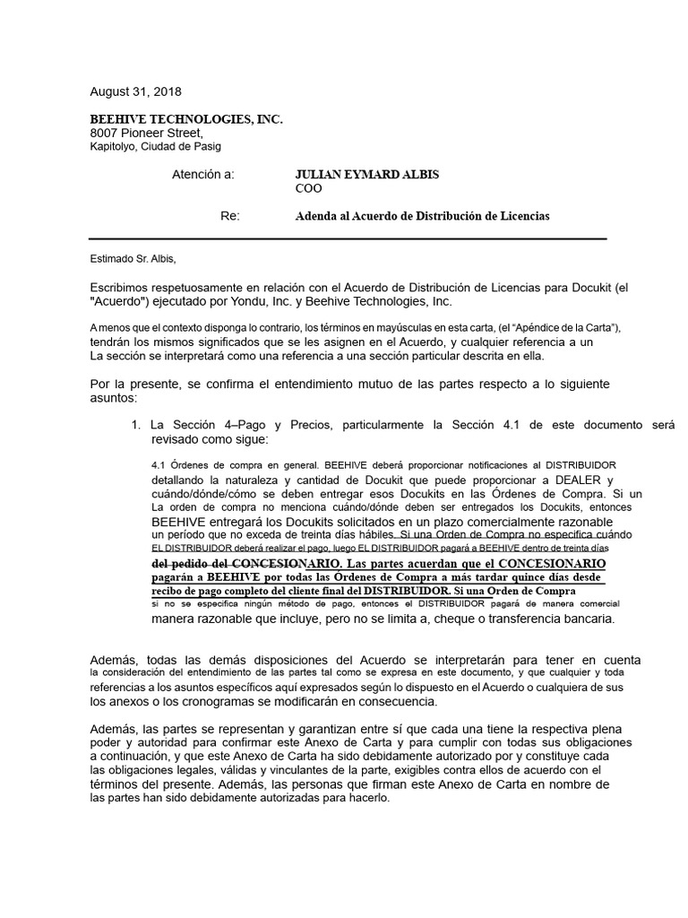 Carta de Adenda | PDF
