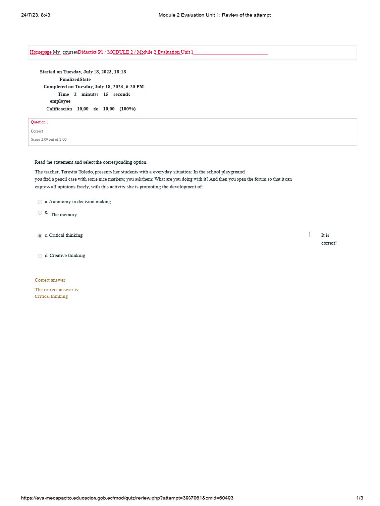 Module 2 Evaluation Unit 1 - Review of The Attempt | PDF | Teachers ...