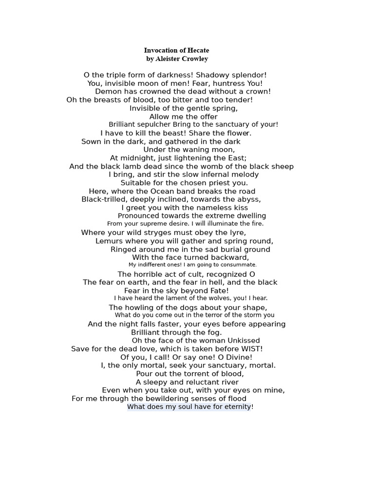 Hecate Invocation Poem by Crowley | PDF