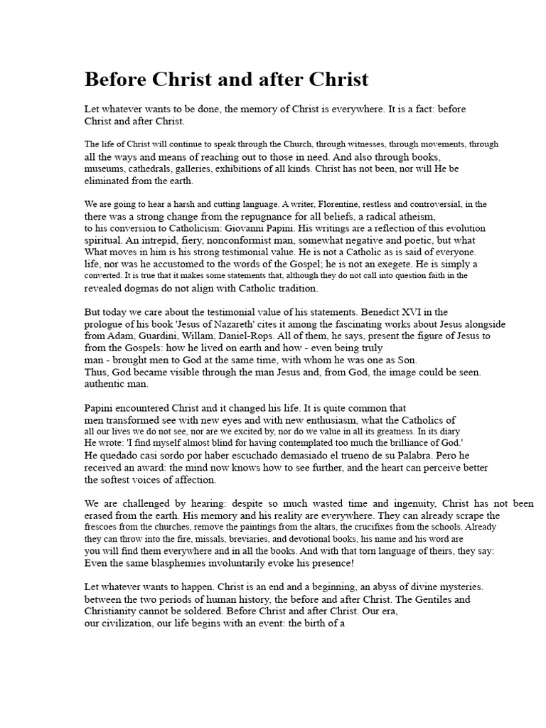 Before Christ and After Christ | PDF | Jesus | Religious Conversion